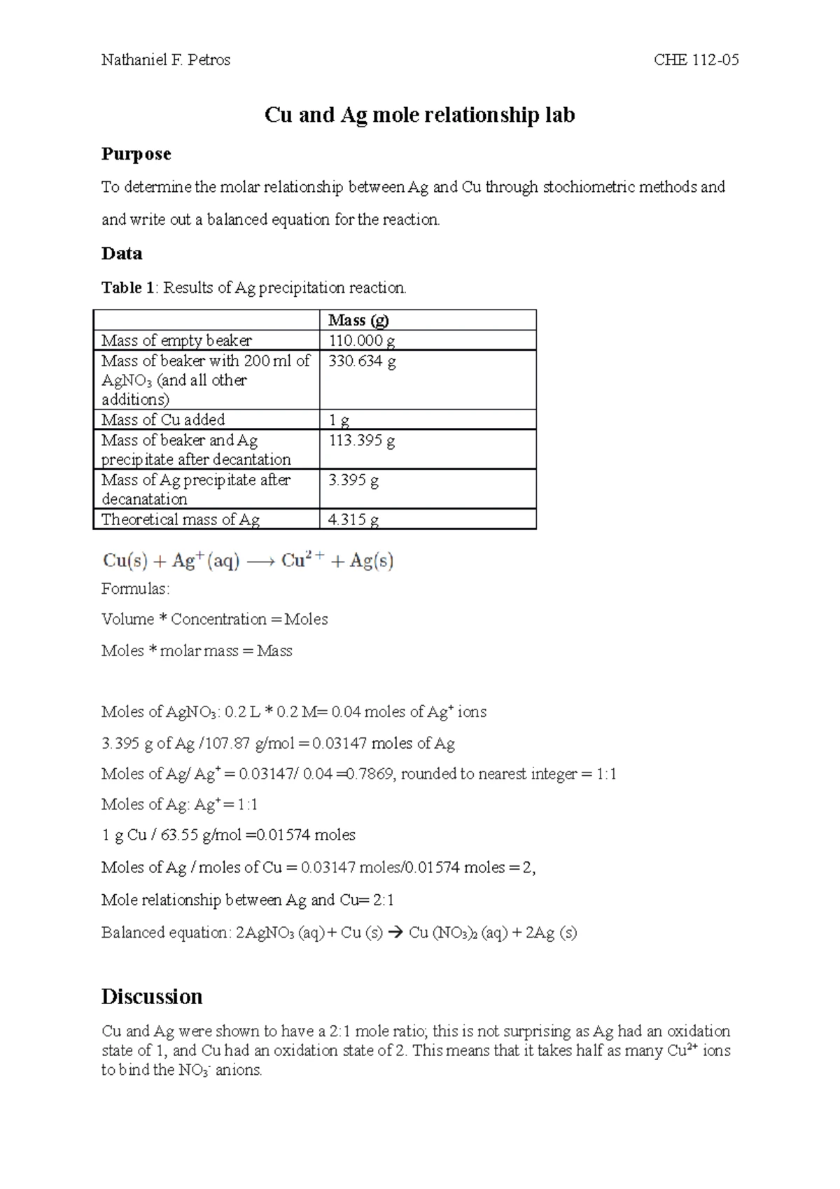 Week 2 Report - Glassware, Techniques, and Measurement - Week 2 Report ...