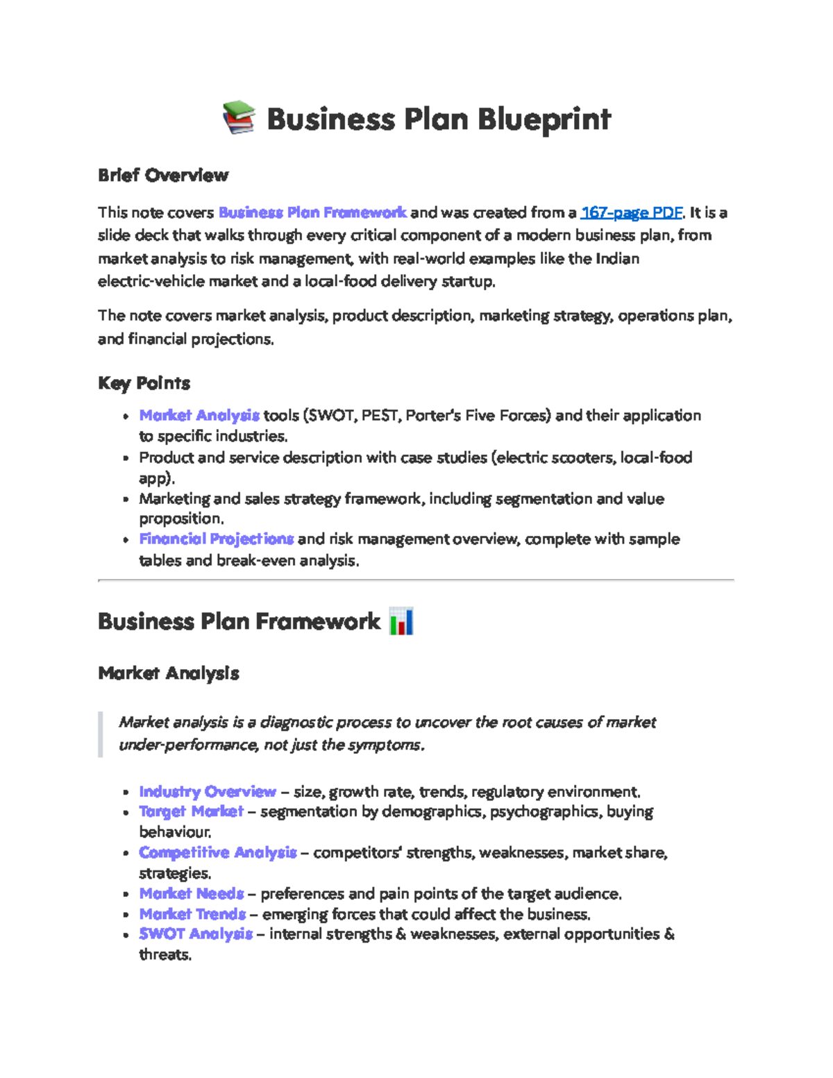 Business Plan Framework Overview (Module 3 Notes) - Studocu