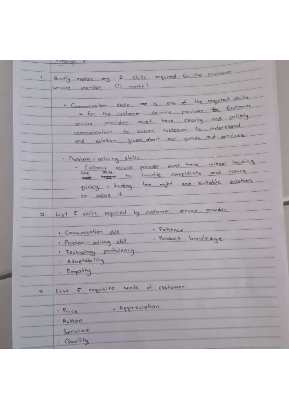 Tutorial 1 - Essential Skills for Customer Service Providers - Studocu