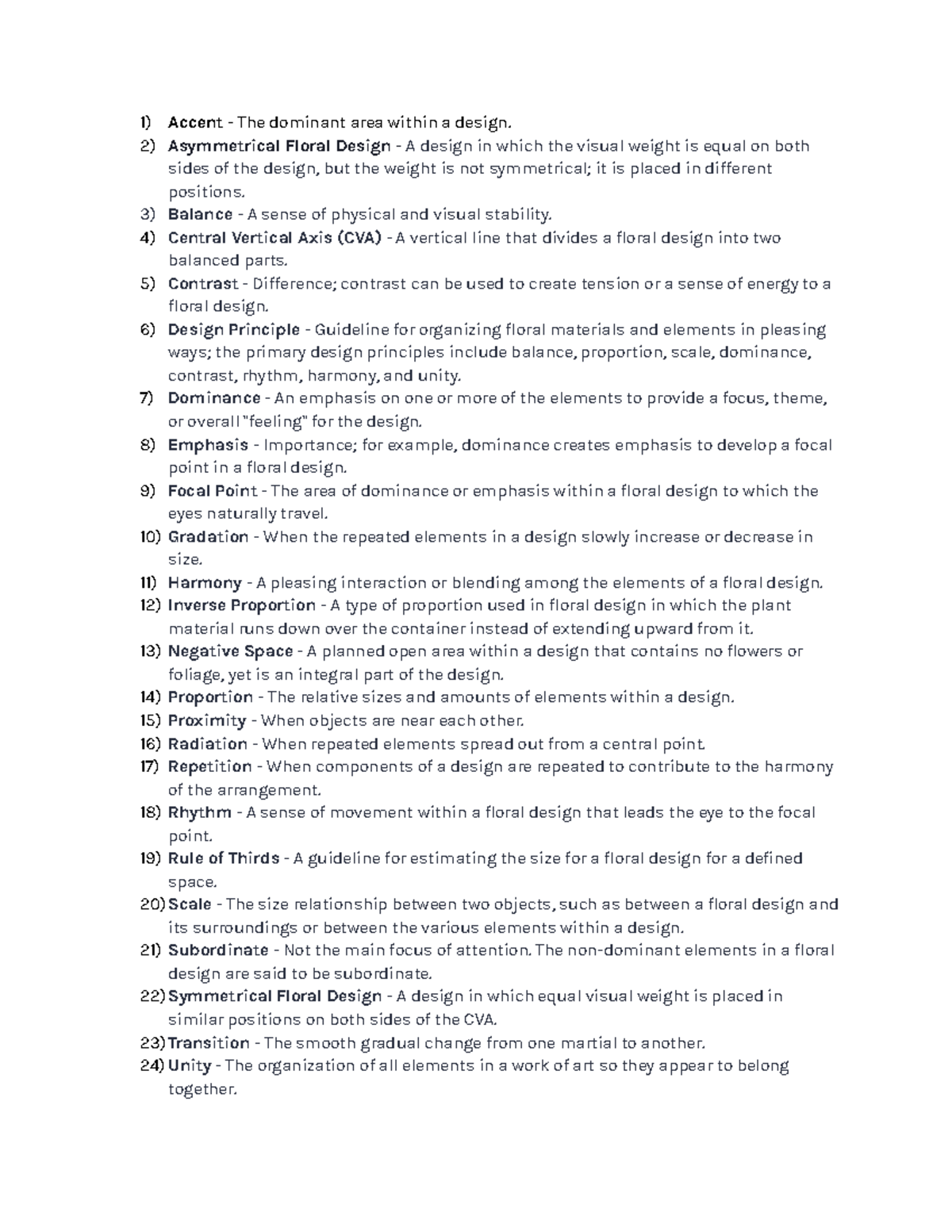 CHPT 6 Key Terms - Floral Design Principles and Concepts - Studocu