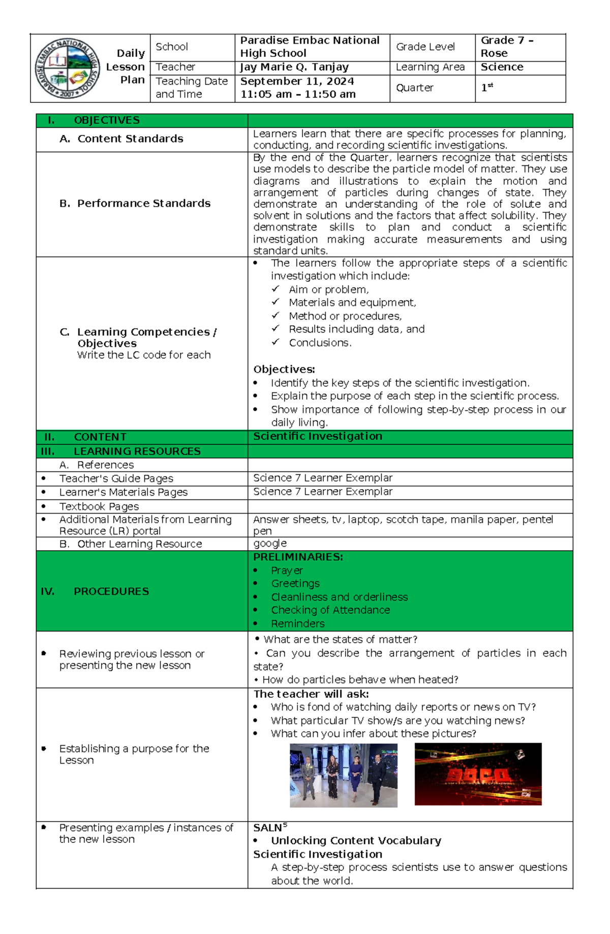 COT 1 - Grade 7 Science Demo Lesson: Understanding Scientific ...