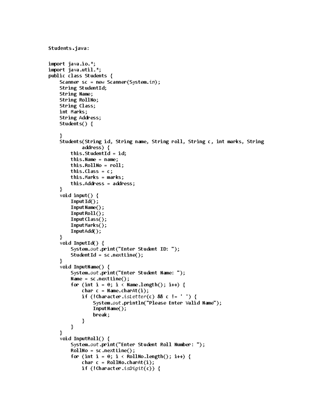 Assignment 8 OOP: Student Database Management System - Studocu