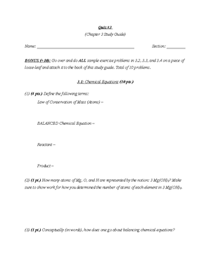 Chem 113 Ch 13 Study Guide - Chapter 13 Study Guide Professor Pettinato ...