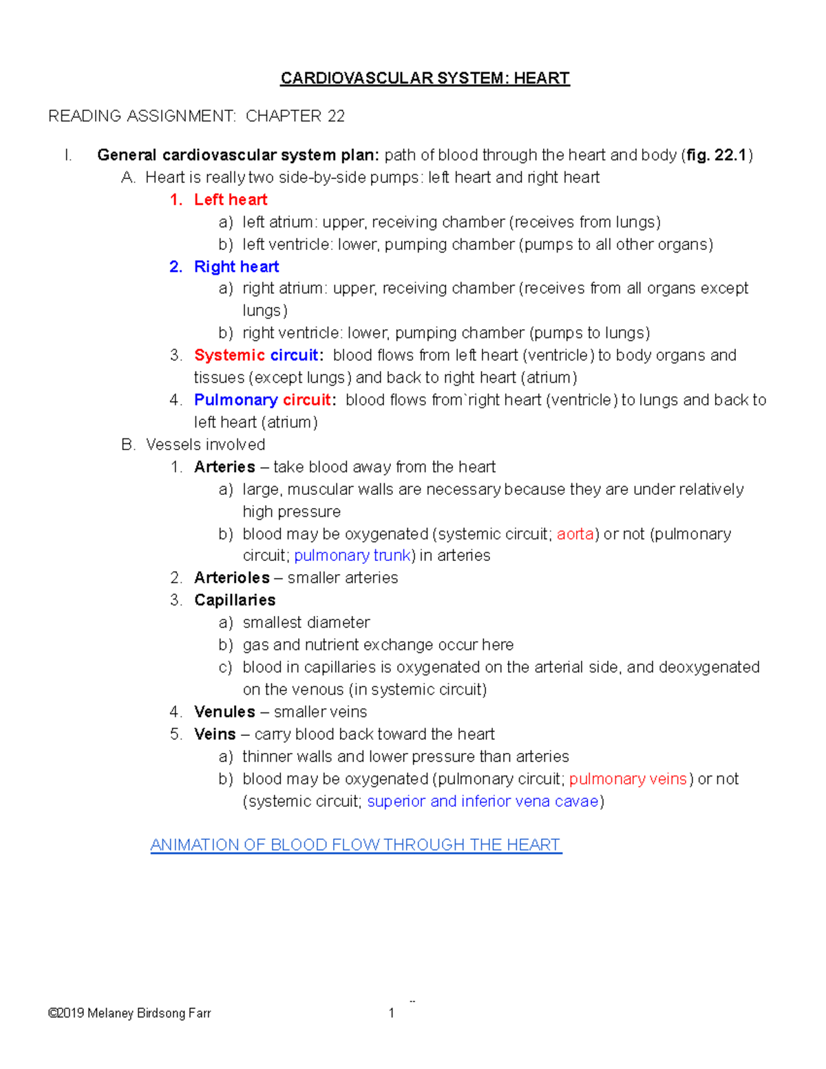 CARDIOVASCULAR SYSTEM: HEART READING ASSIGNMENT CHAPTER 22 - General ...