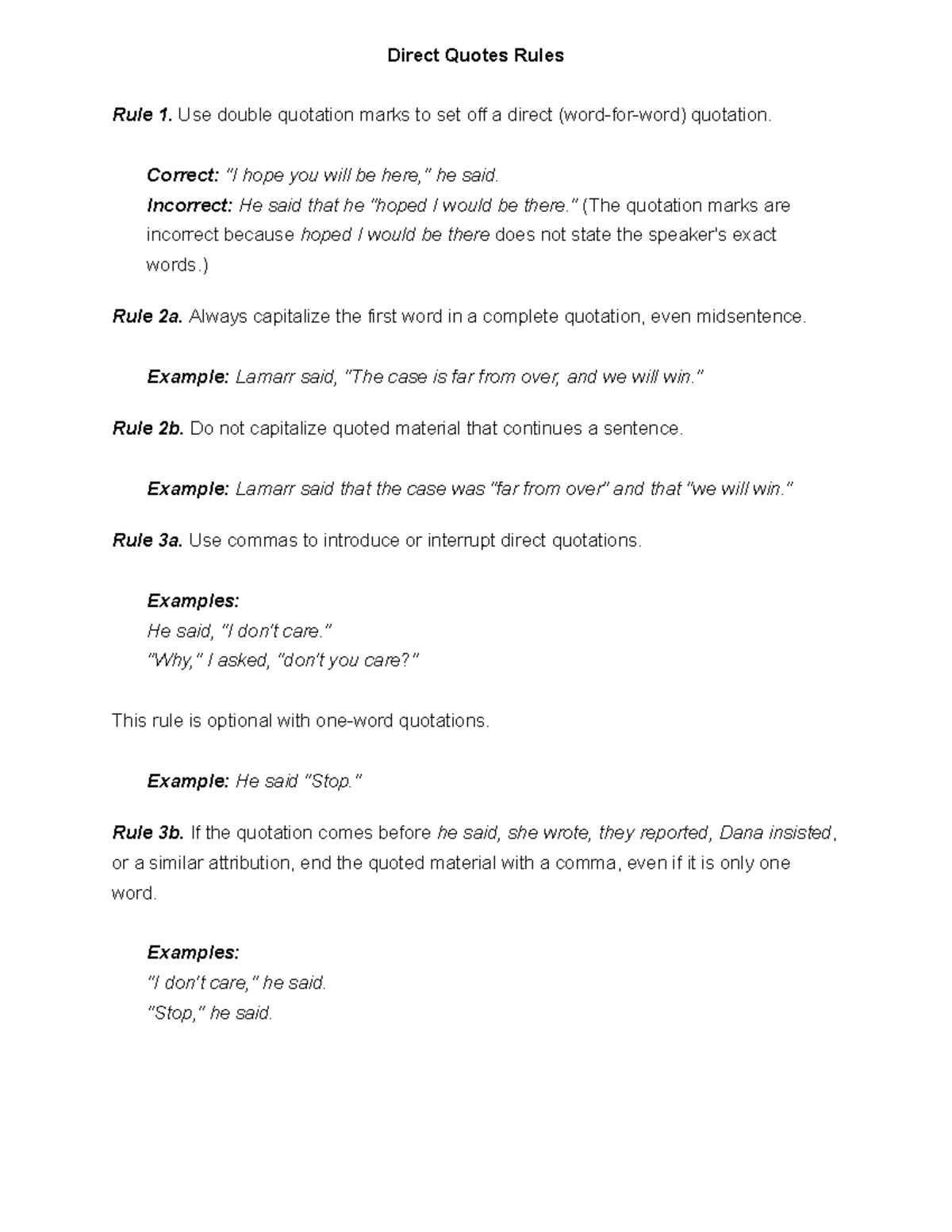 Direct Quotes Rules: Key Guidelines for Proper Usage - Studocu