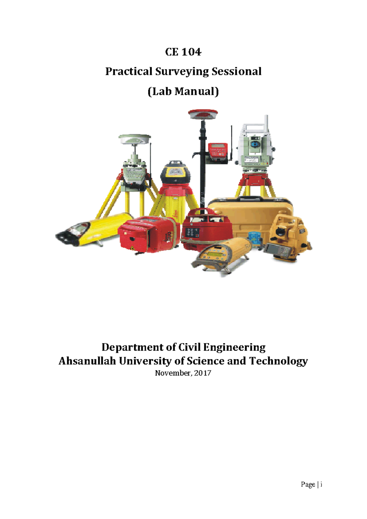 CE 104 Practical Surveying Lab Manual for Civil Engineering Students ...