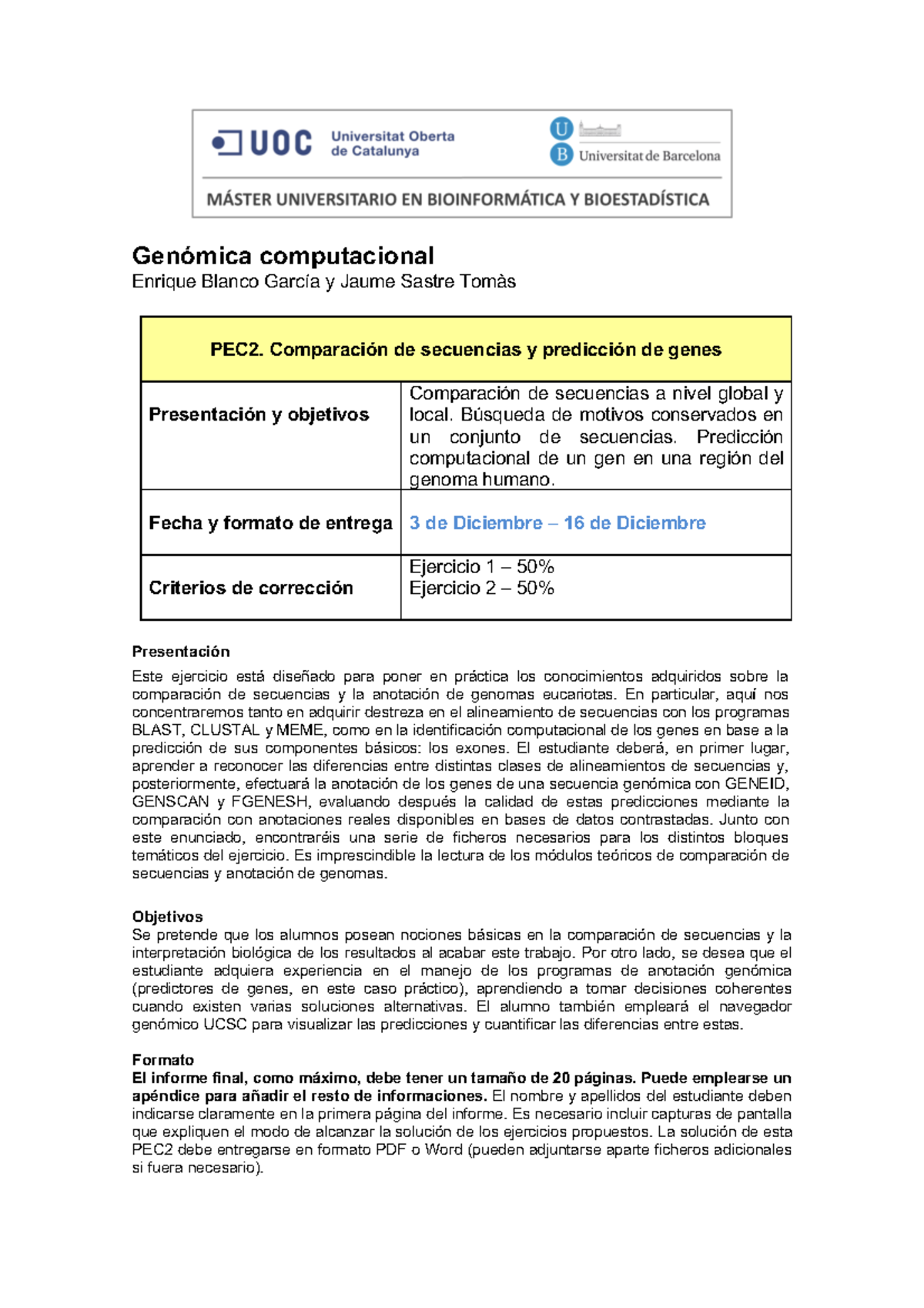 PEC2 Análisis de Alineamientos y Predicción de Genes en Genómica - Studocu