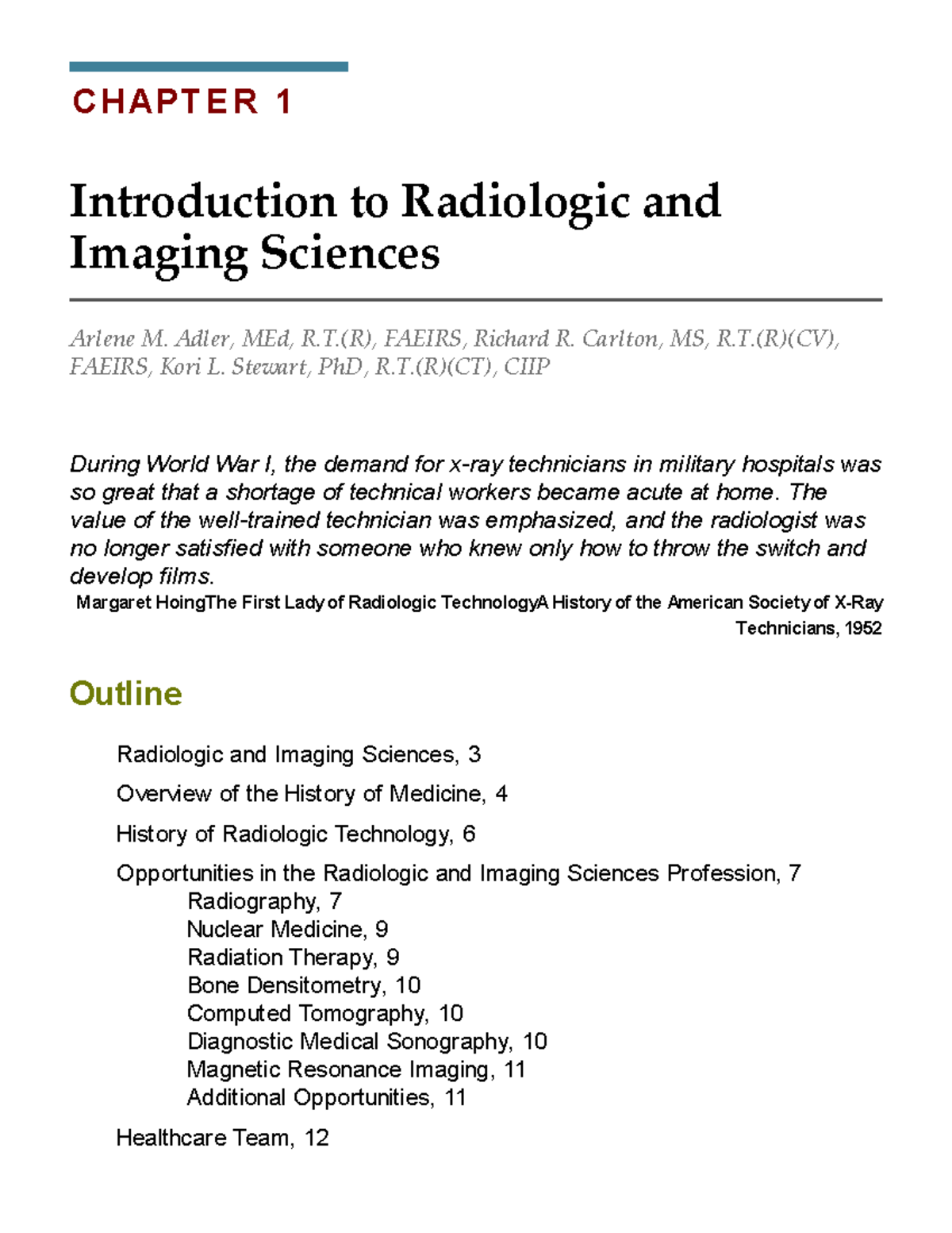 Chapter 1: Introduction to Radiologic & Imaging Sciences (RAD 101 ...