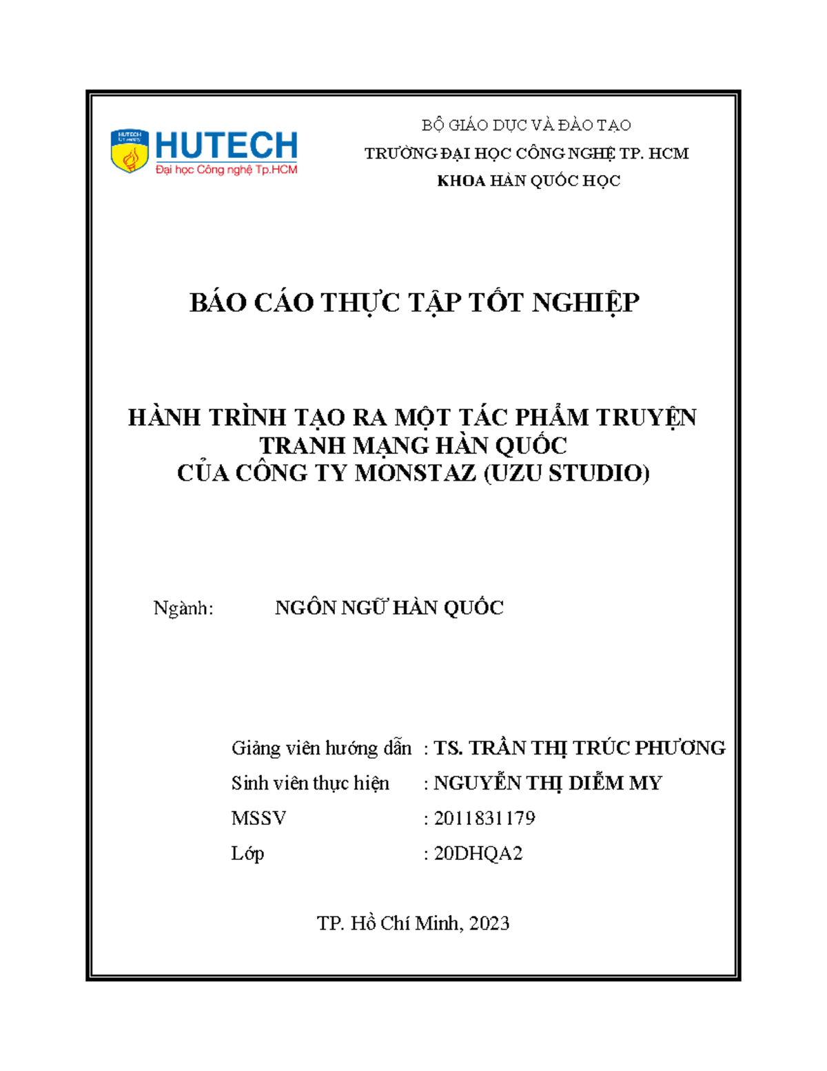 Báo cáo Thực Tập Tốt Nghiệp - Hành Trình Tạo Tác Phẩm Tại UZU Studio - Studocu