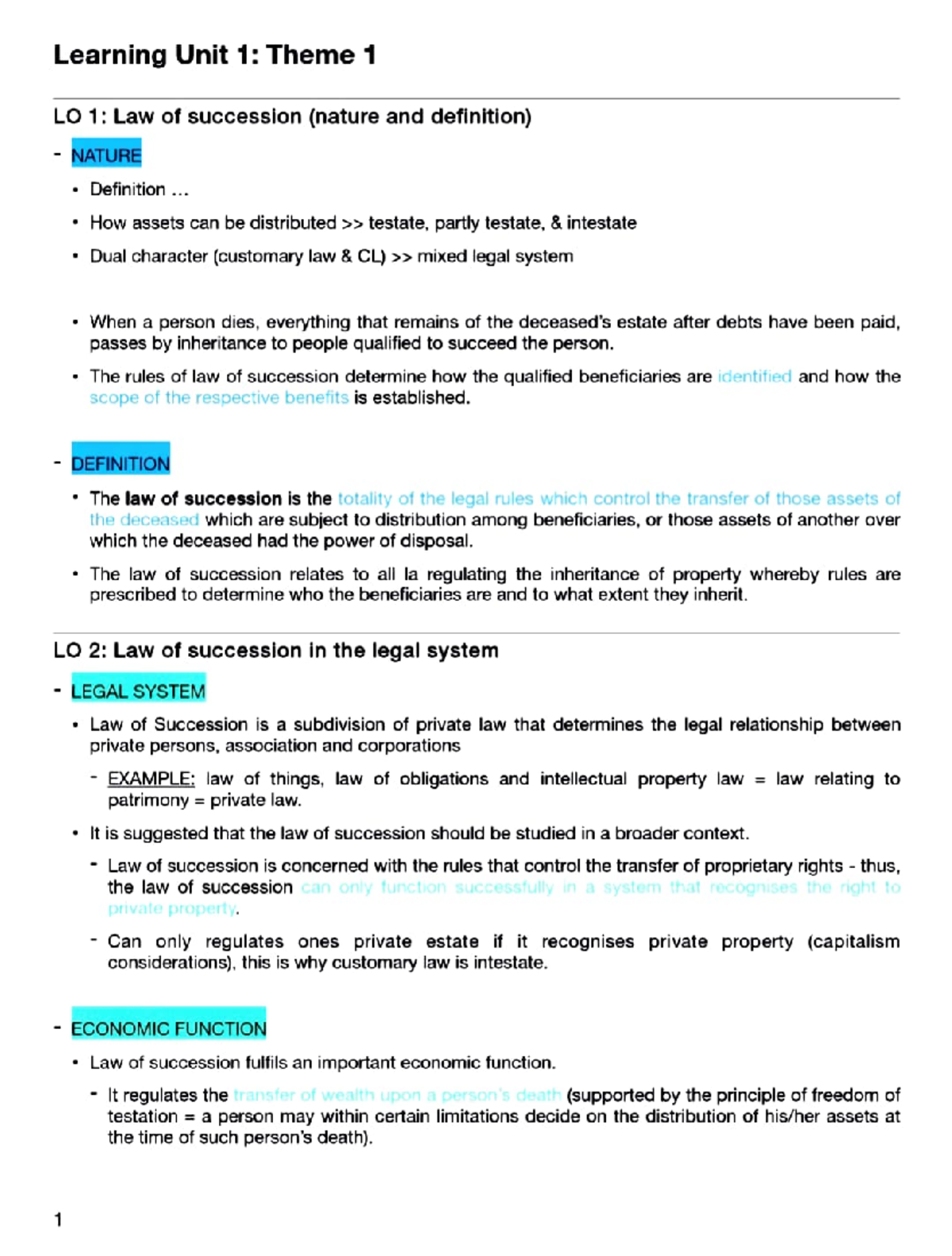 LOSA 101: Summary of Law of Succession - Key Concepts and Principles ...
