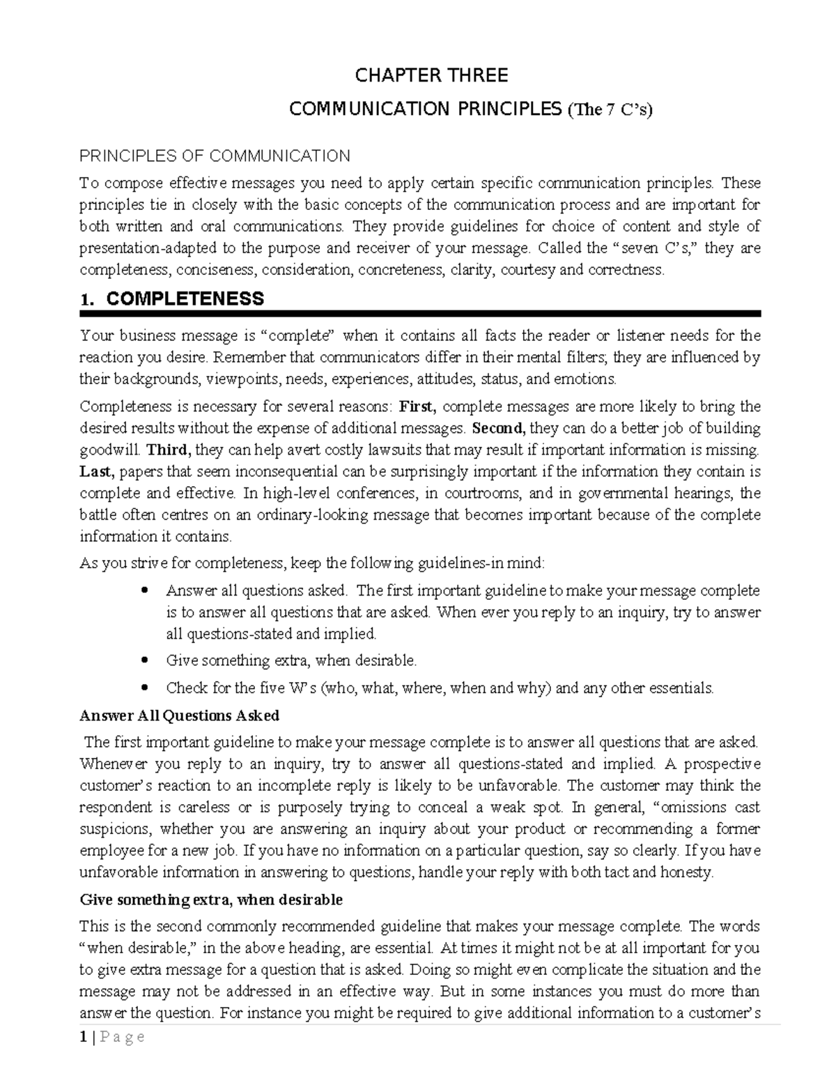 BUSINESS COMMUNICATION CHAPTER 3: 7 PRINCIPLES OF EFFECTIVE COMMUNICATION - Studocu