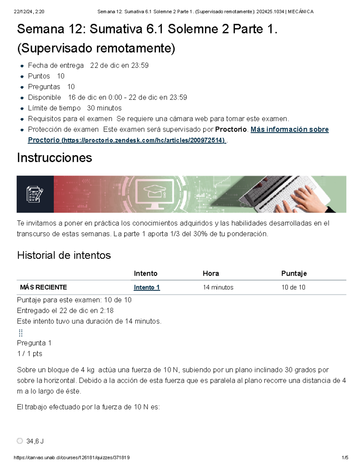 Semana 12 Sumativa 6.1 Solemne 2 Parte 1. (Supervisado remotamente) 202425.1034 MECÁNICA ...