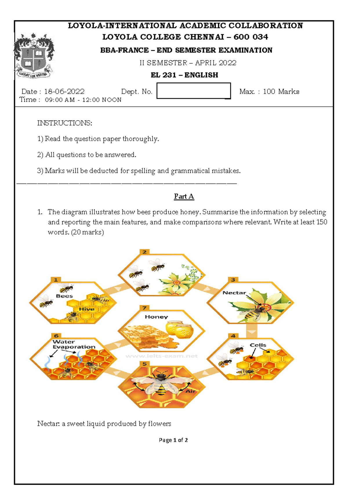 EL231 - End Semester Exam QP - BBA II Sem - April 2022 - Studocu
