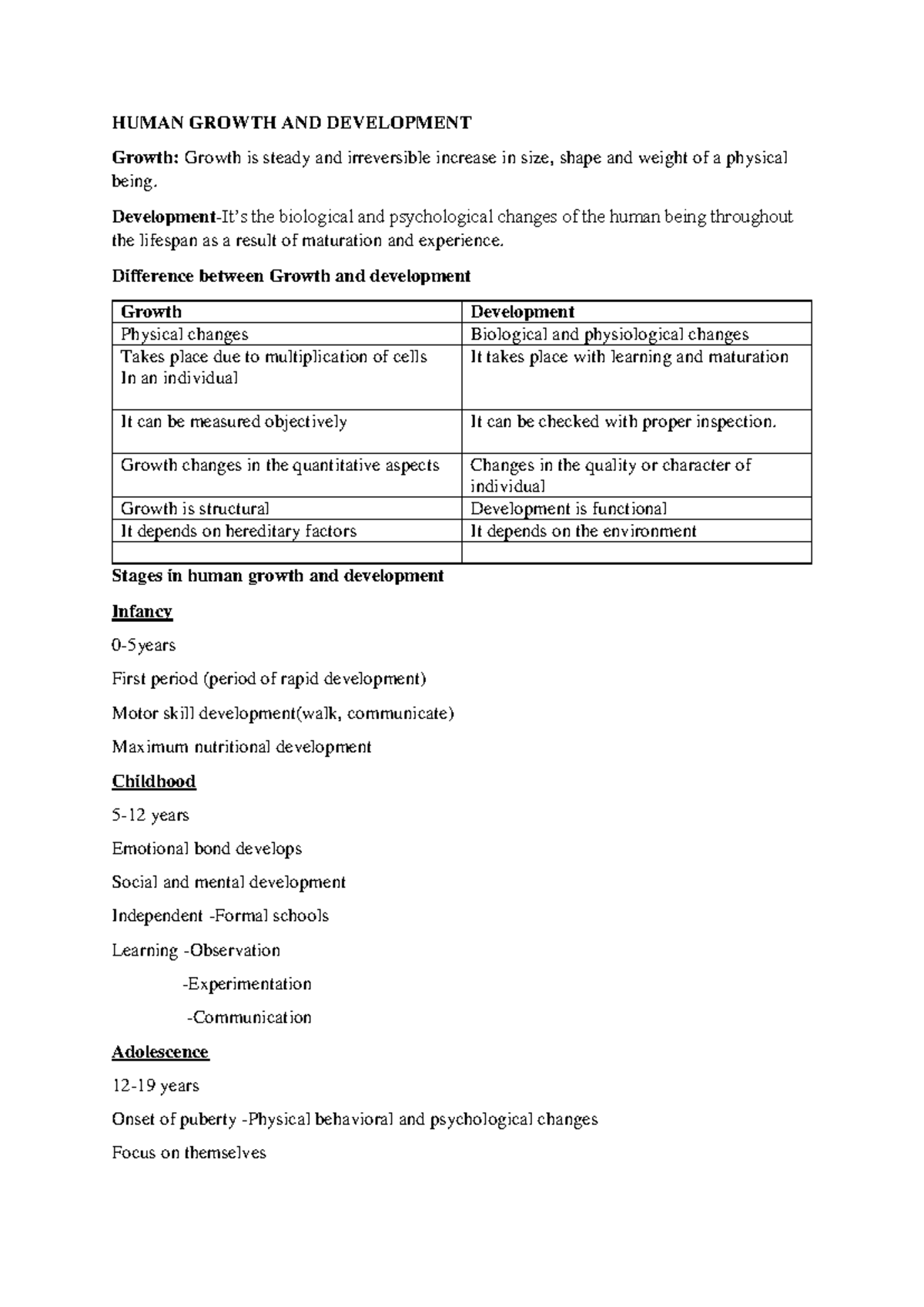 HGD 101: Understanding Human Growth and Development Concepts - Studocu