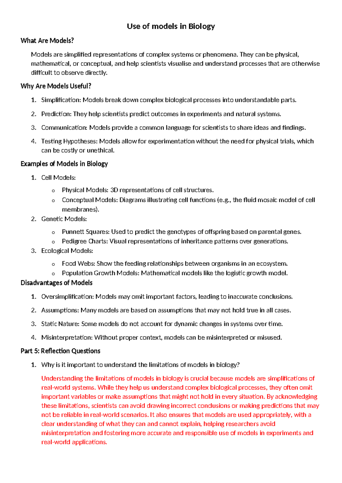 03 Use of Models in Biology: Understanding Their Importance and ...