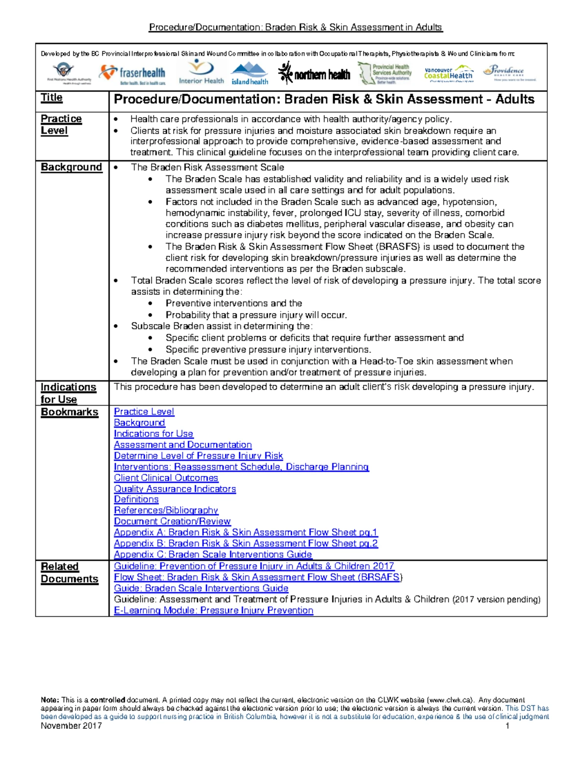 Weekly Skin Assessment Form and Pressure Ulcer Staging Guide - Studocu