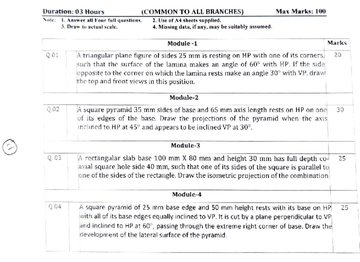 Set 2 - CADE4: Engineering Drawing Exam Questions and Solutions - Studocu