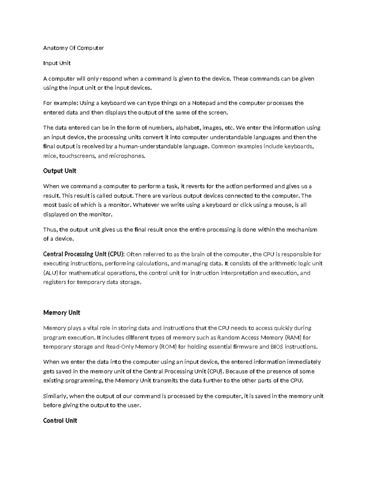 Anatomy of computer - PPS notes first year engineering - Anatomy Of ...