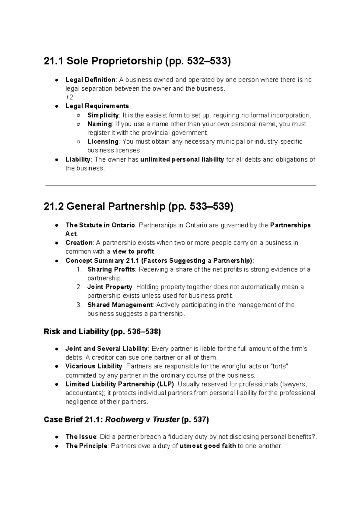 LAW122 Chapter 21: Sole Proprietorship & General Partnership Notes ...