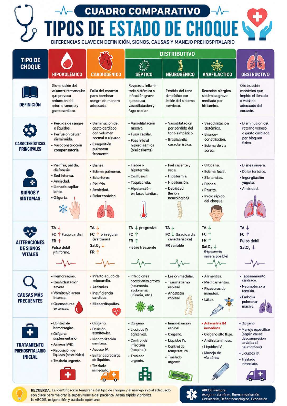 CUADRO COMPARATIVO DE TIPOS DE CHOQUE Y MANEJO PREHOSPITALARIO M7 - Studocu