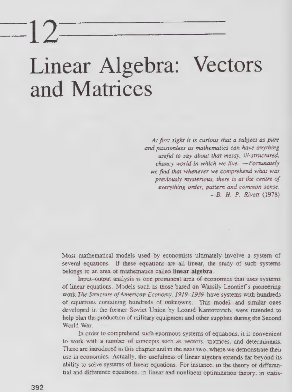 Linear Algebra (MATH 392): Vectors, Matrices, and Economic Applications ...