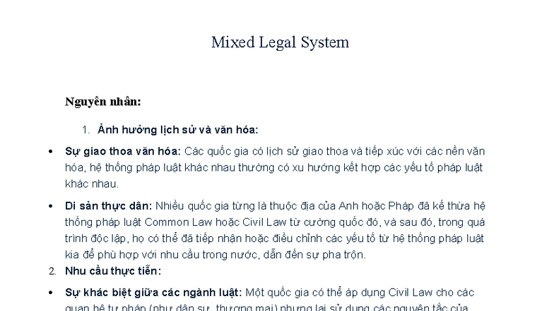 Mixed Legal System - Luật So Sánh Tr109 - Studocu