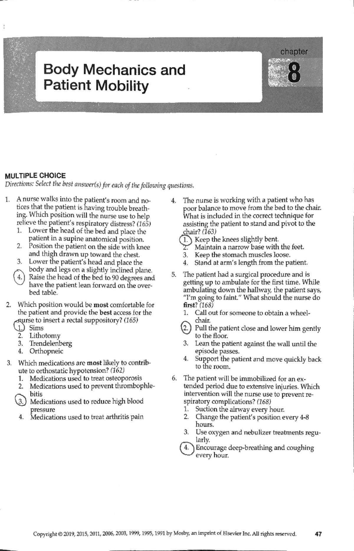 Chapter 8- Body Mechanics and Patient Mobility Study Guide copy ...