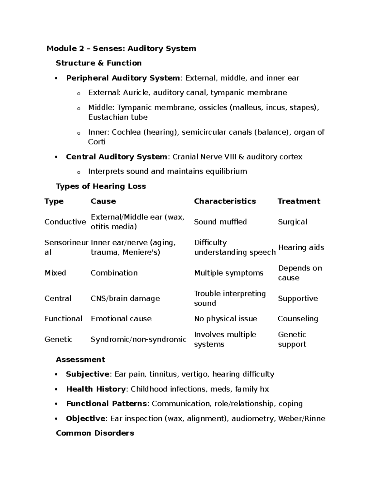 Exam 1 Module 2 - Summary Lecture Notes: Auditory & Neuro Systems - Studocu