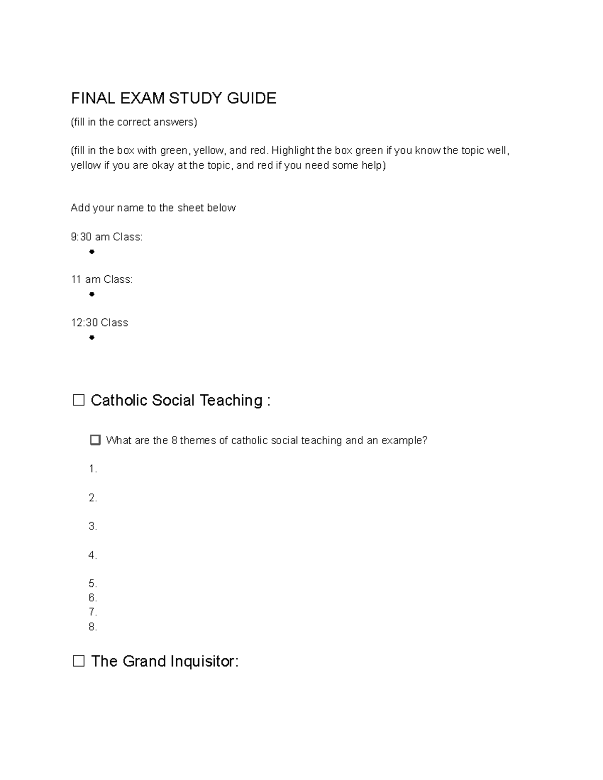 FINAL EXAM STUDY GUIDE: Catholic Social Teaching & Islam - Studocu
