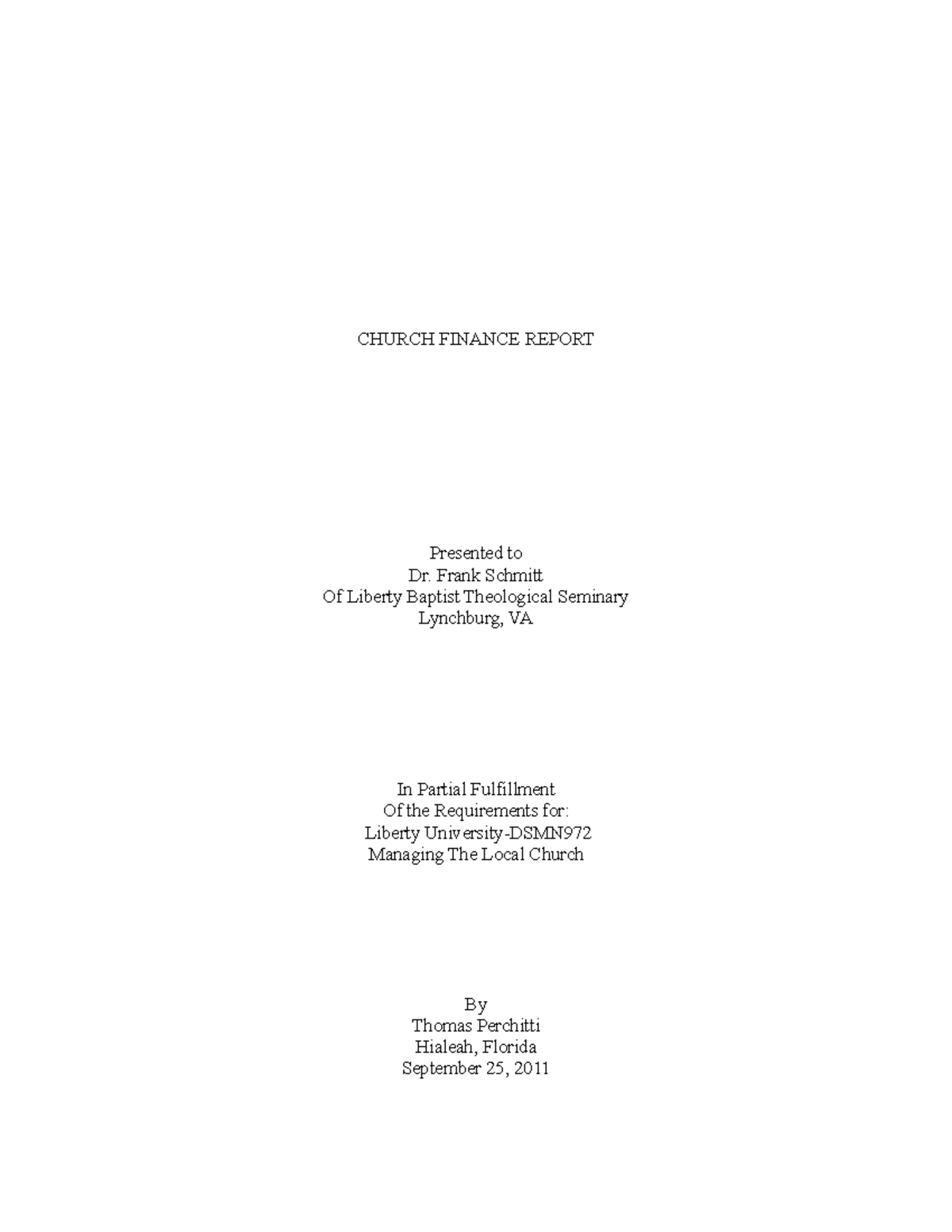 Church Finance Report for DSMN Managing The Local Church 972 - Studocu