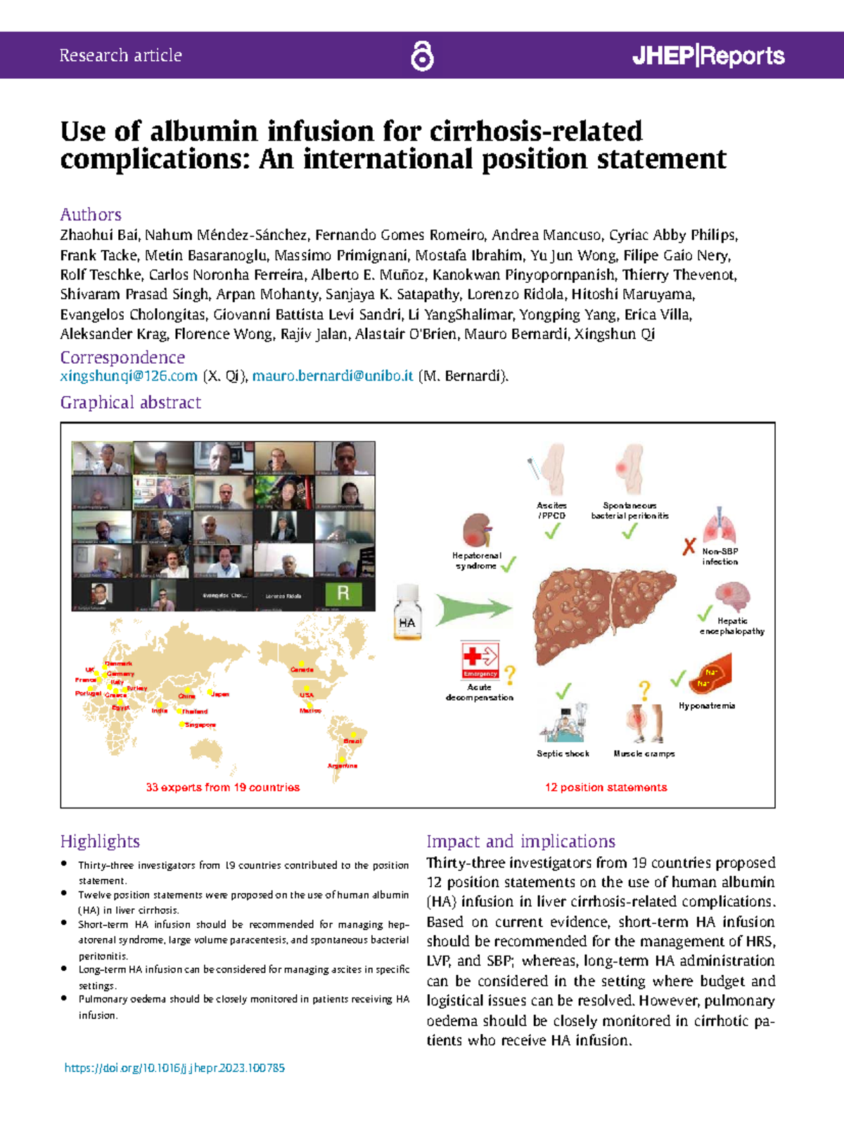 International Position Statement on Human Albumin Infusion in Liver ...
