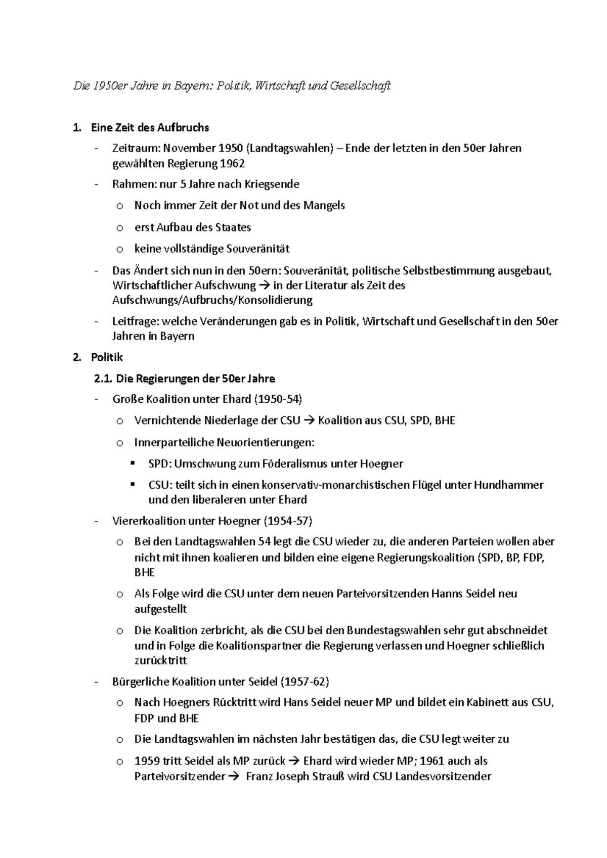 Bayern in den 1950er Jahren: Gesellschaftlicher und politischer Wandel ...