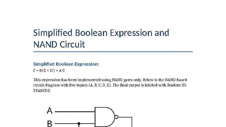 NAND Circuit 22 Abcde - Assignment - Digital Logic and Design ...