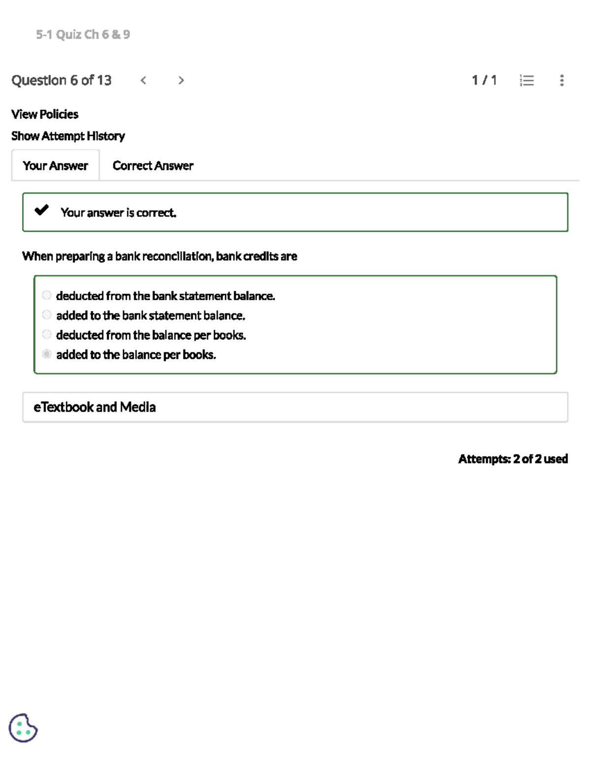 ACC 317 Quiz 5-1: Bank Reconciliation Question 6 Answer - Studocu