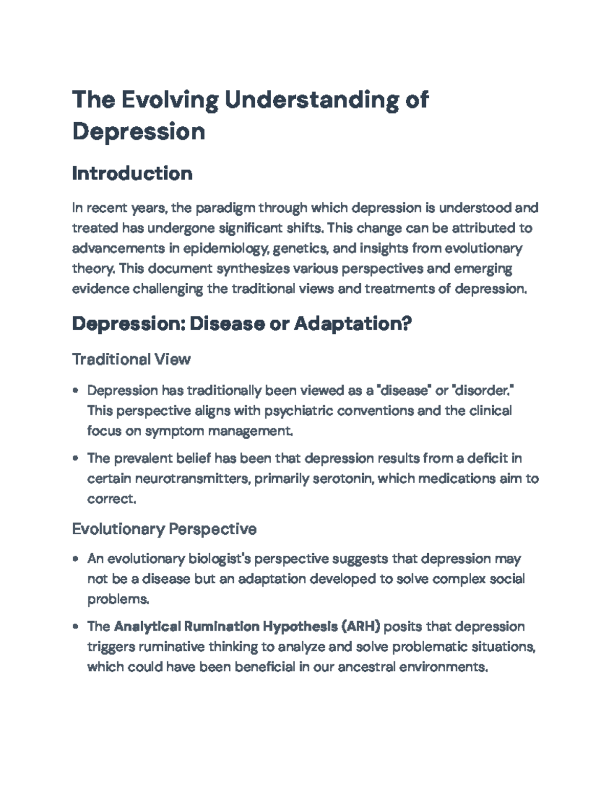 Evolving Perspectives on Depression: Biology, Therapy & Treatment ...