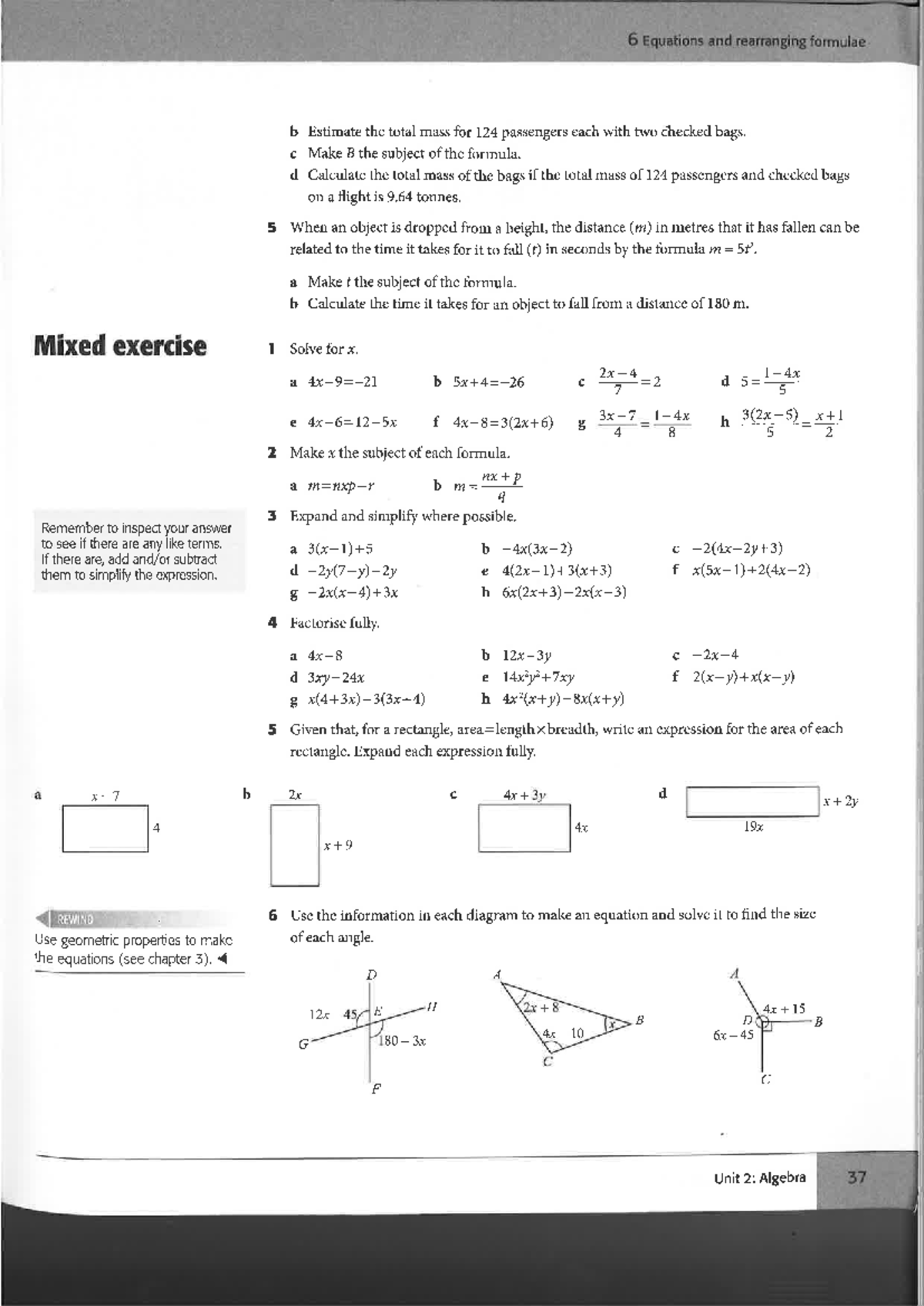 Weekend Homework 2 - Algebra: Equations & Formula Rearrangement - Studocu