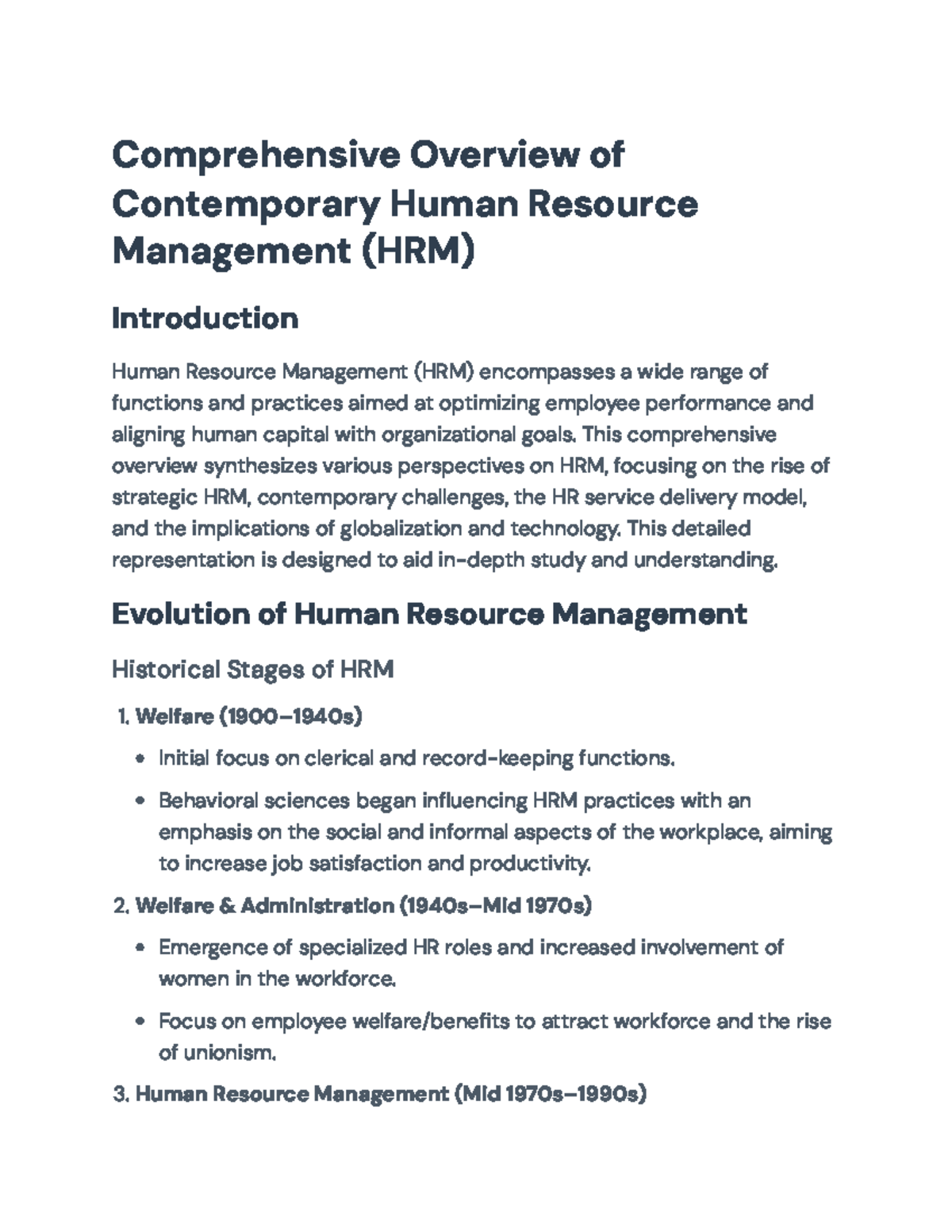 Comprehensive Overview of Contemporary Human Resource Management (HRM ...
