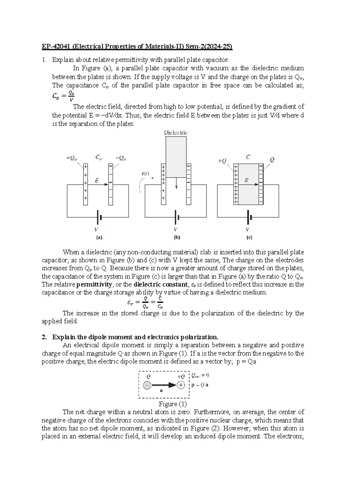 S2-Note: Electrical Properties and Polarization Phenomena in Materials ...