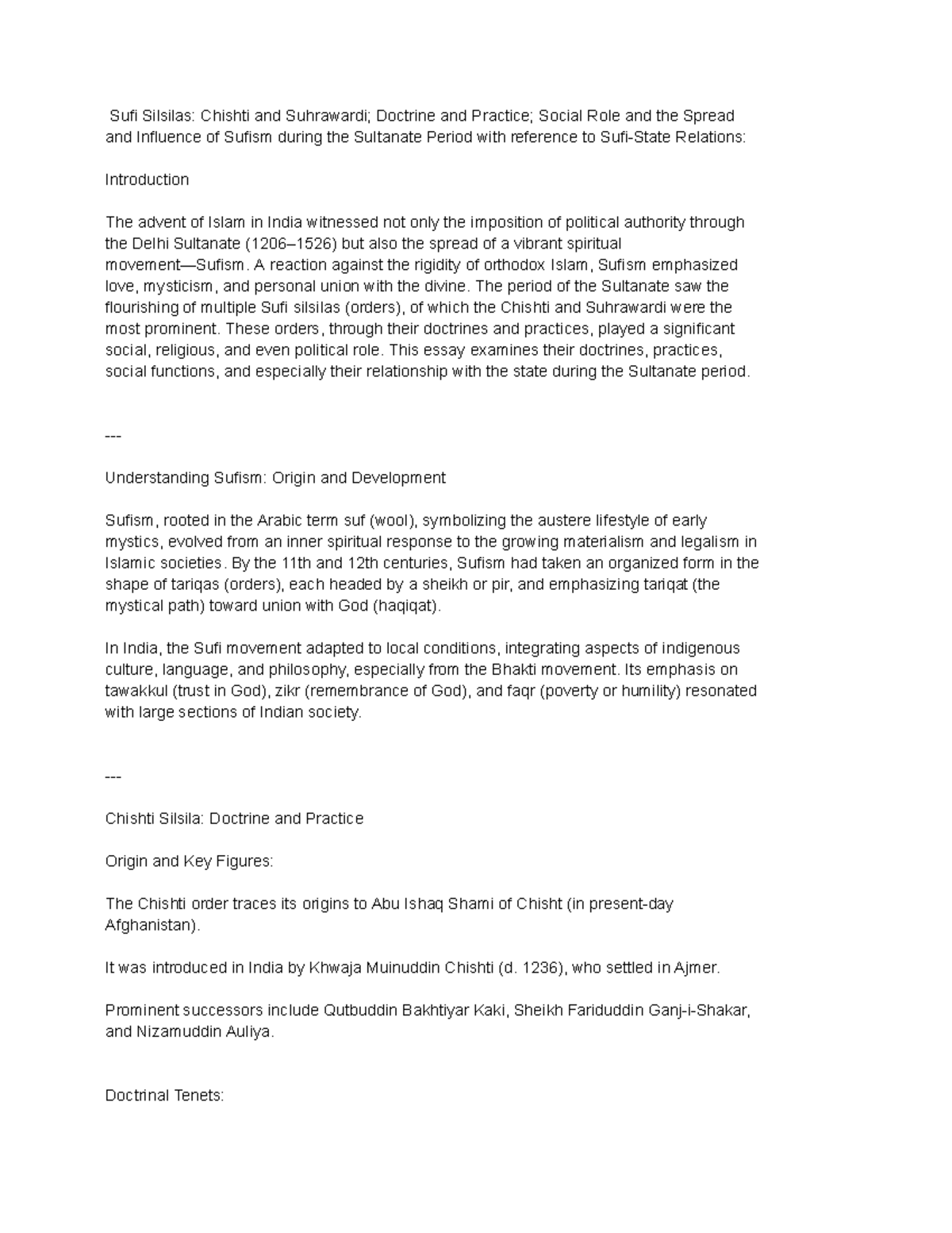 Sufism and Its Impact: Chishti and Suhrawardi Orders in Sultanate India ...