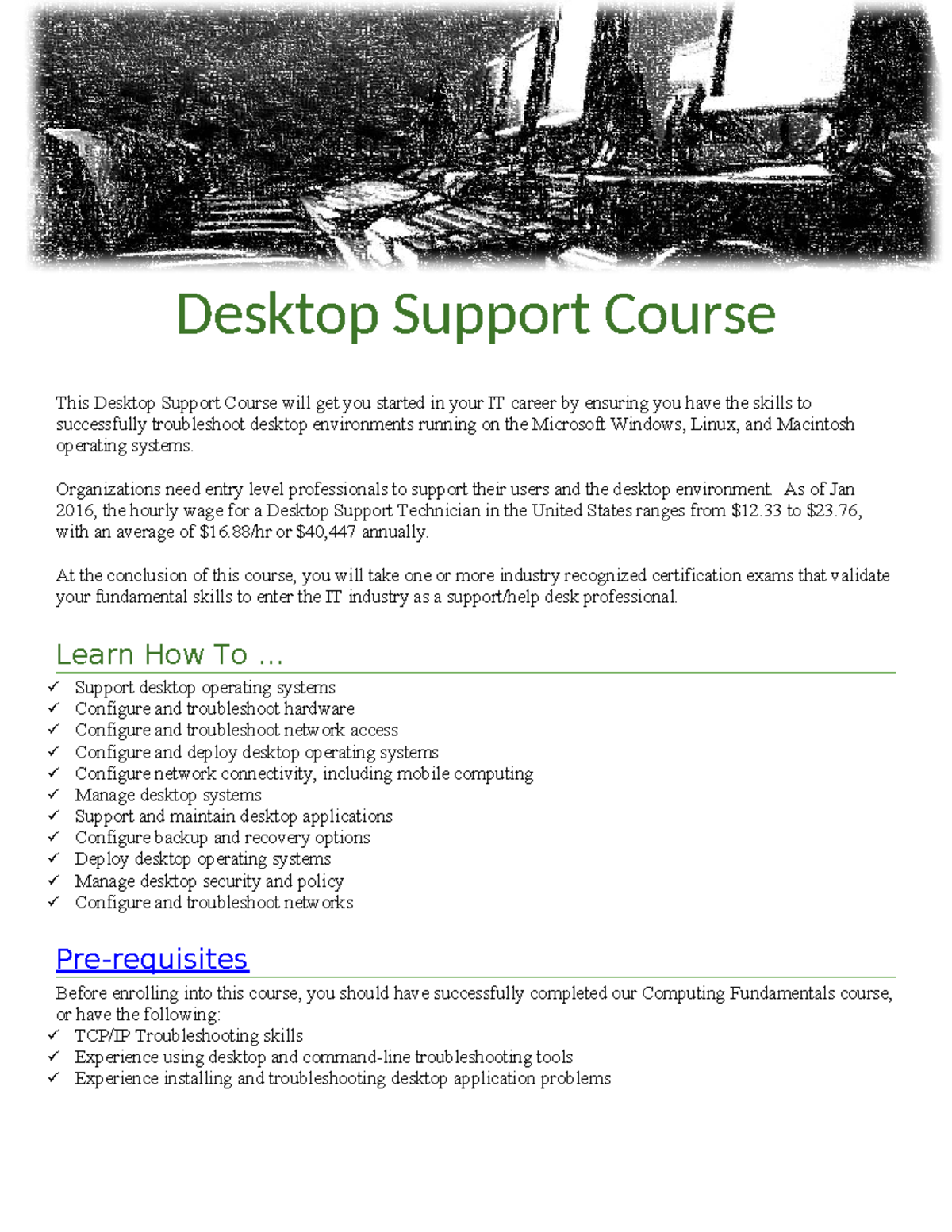 Desktop Support Course: Skills for IT Career Success - Studocu