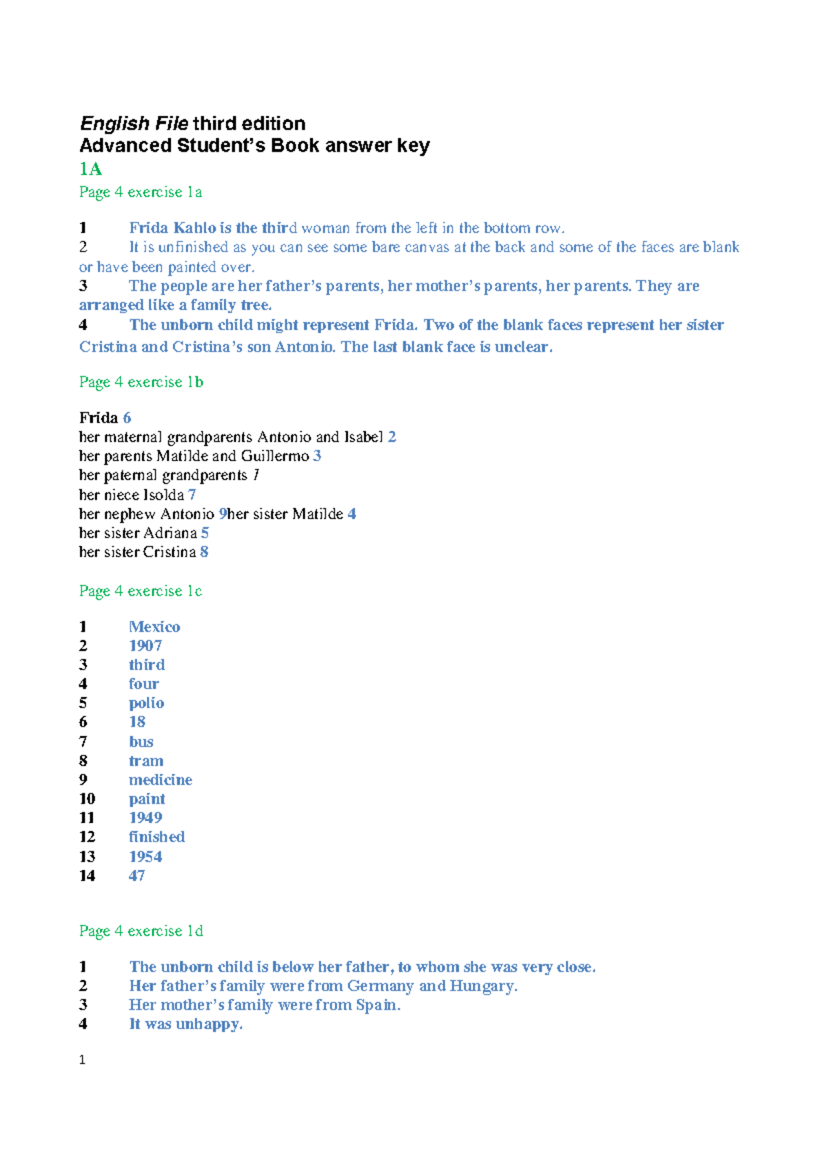 English File Adv: Answer Key for Student Book 3rd Edition - Studocu
