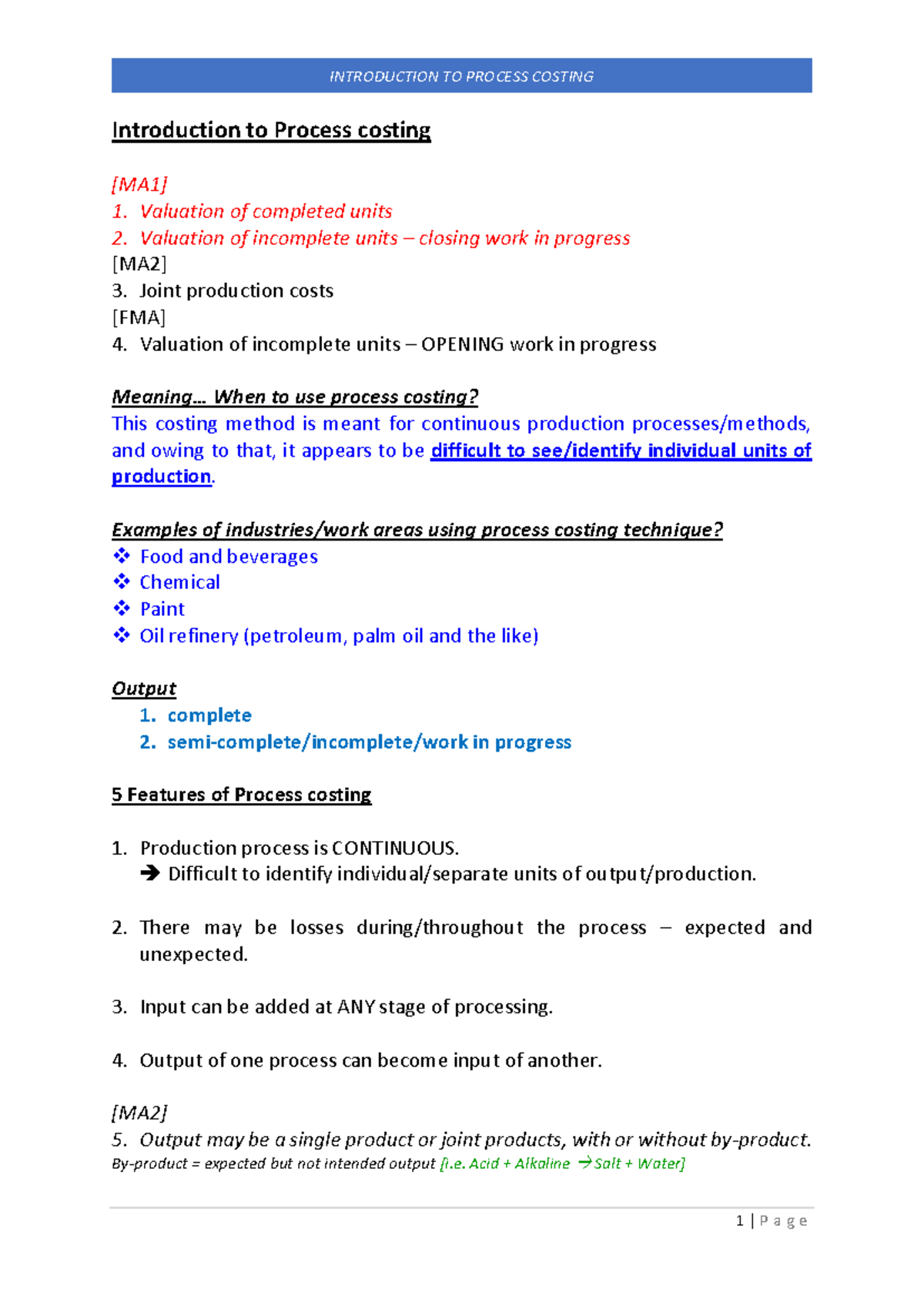 Intro to Process costing - Warning: TT: undefined function: 32 Warning: TT: undefined function ...