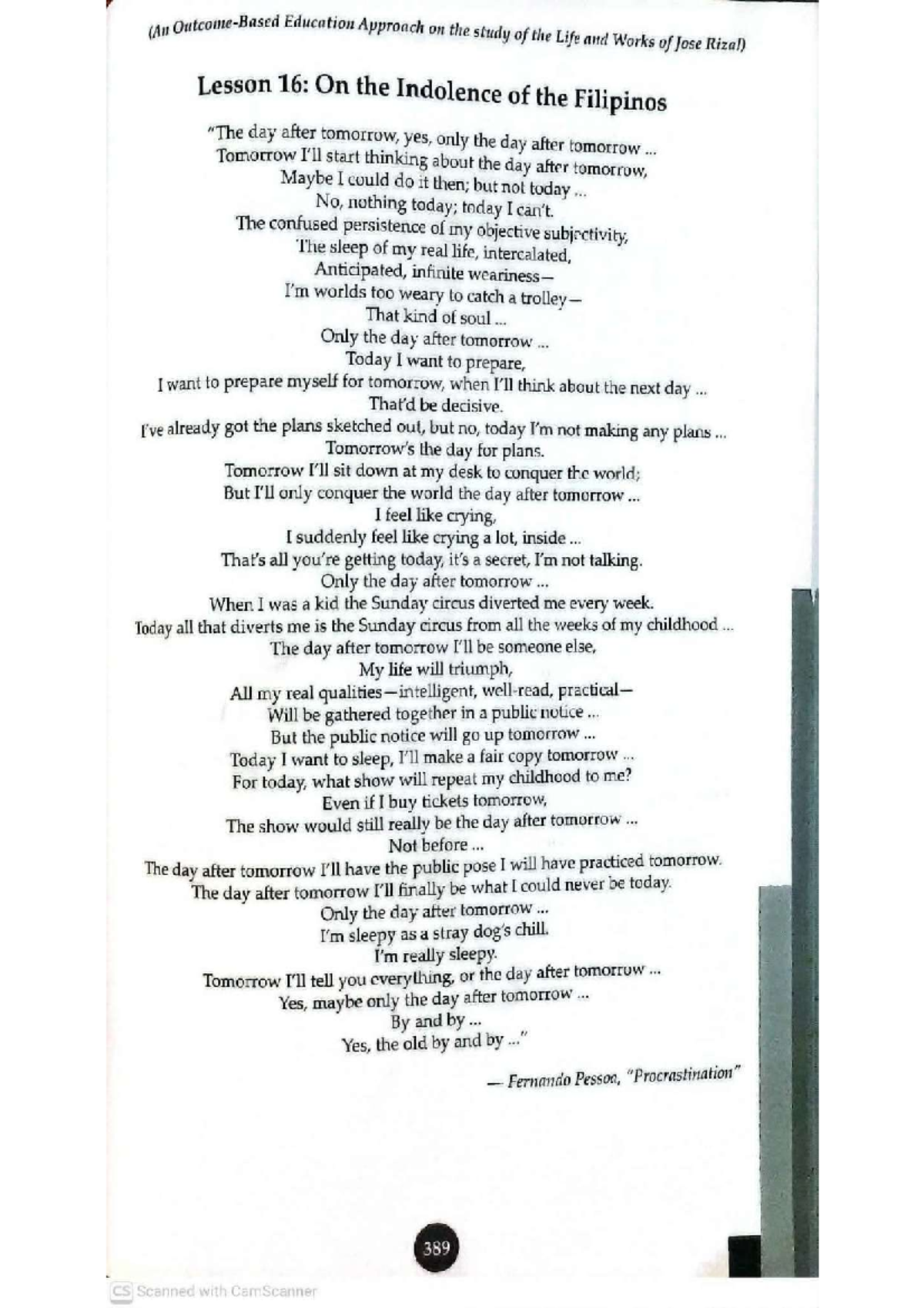 Jose Rizal's Insights on Filipino Indolence: Lesson 16 (EDUC 3287 ...