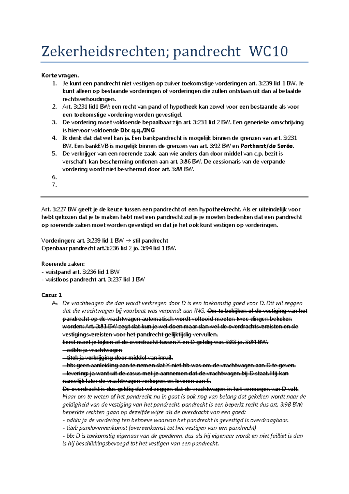 Werkgroep Uitwerkingen 10 - Pandrecht en Zekerheidsrechten in BW ...