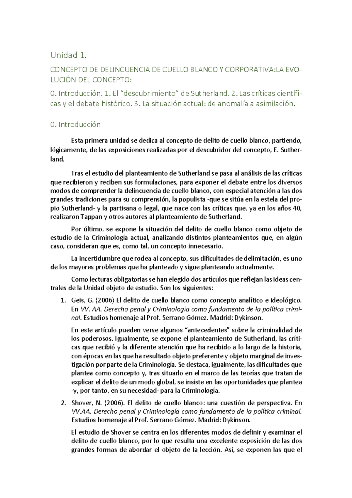 DCB 1: Concepto y Evolución de la Delincuencia de Cuello Blanco - Studocu