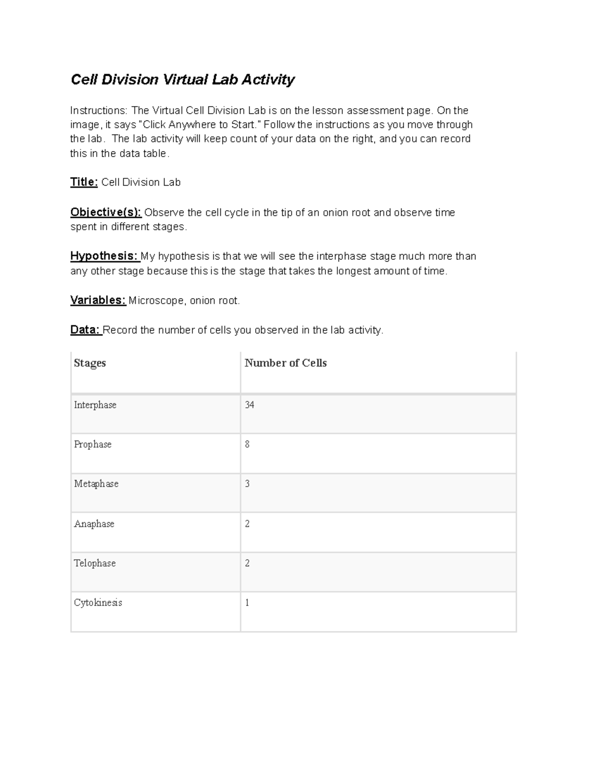 03.01 Cell Division Virtual Lab Activity: Observing Onion Root Cells ...