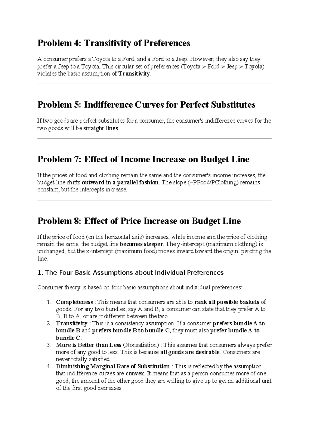 Microeconomics CH3: Preferences, Indifference Curves & Budget Lines ...