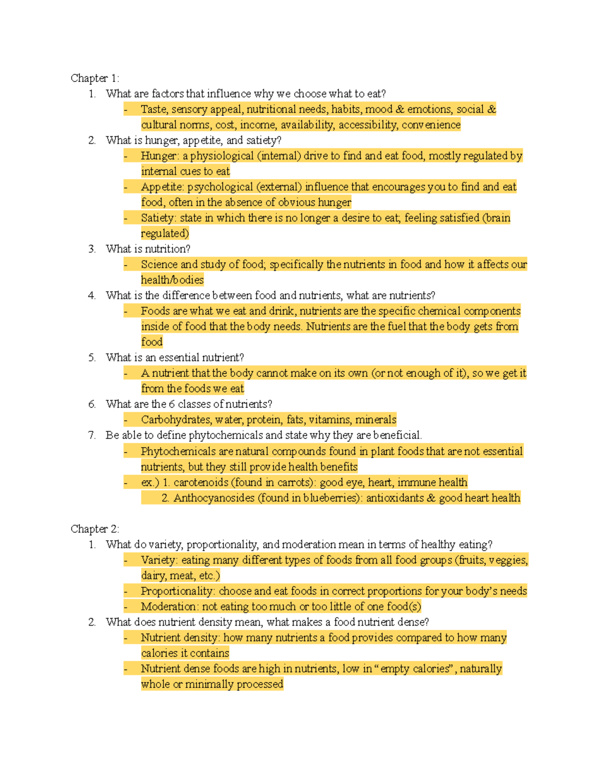 Nutrition Exam #1 Study Guide: Key Concepts & Dietary Guidelines - Studocu