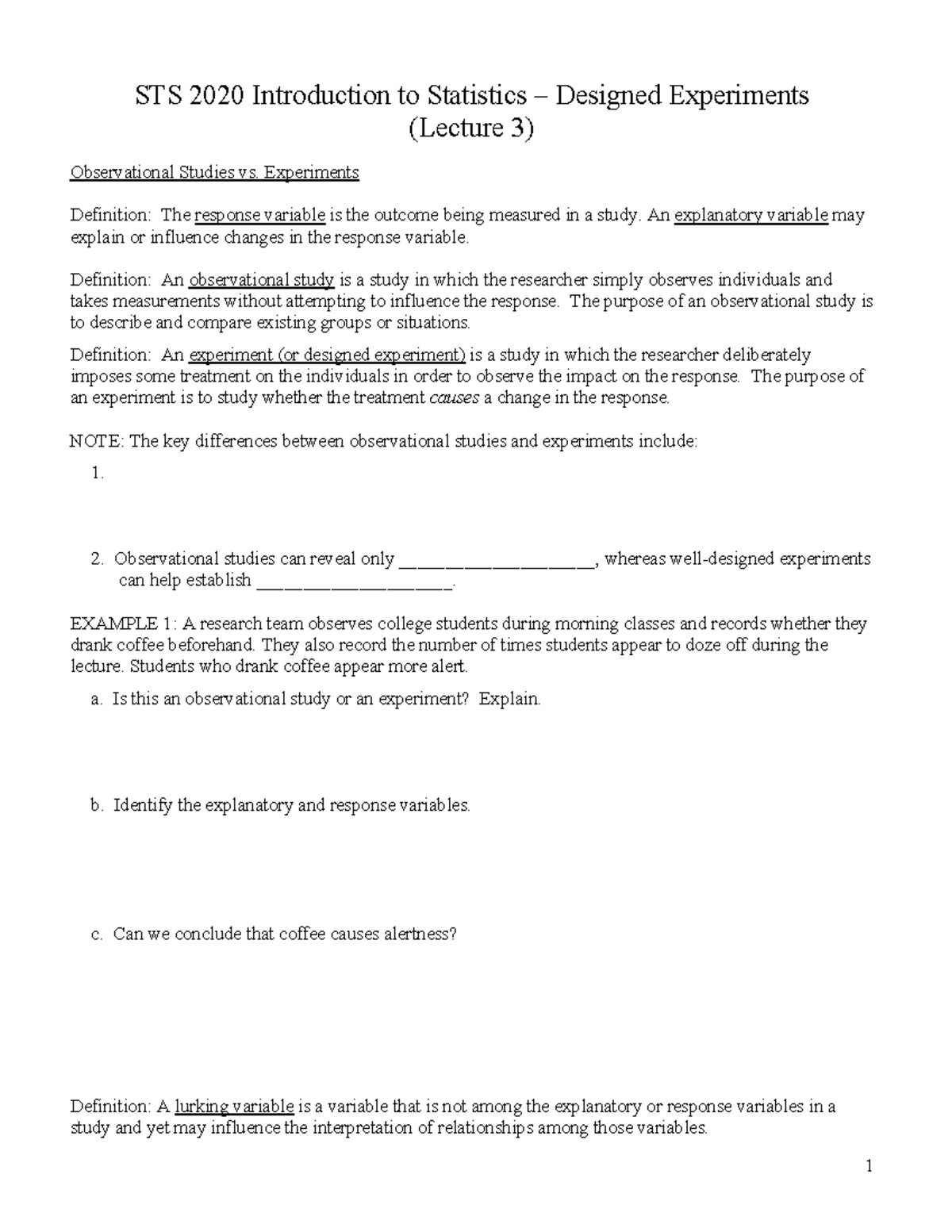 STS 2020 Lecture 3: Understanding Designed Experiments vs ...