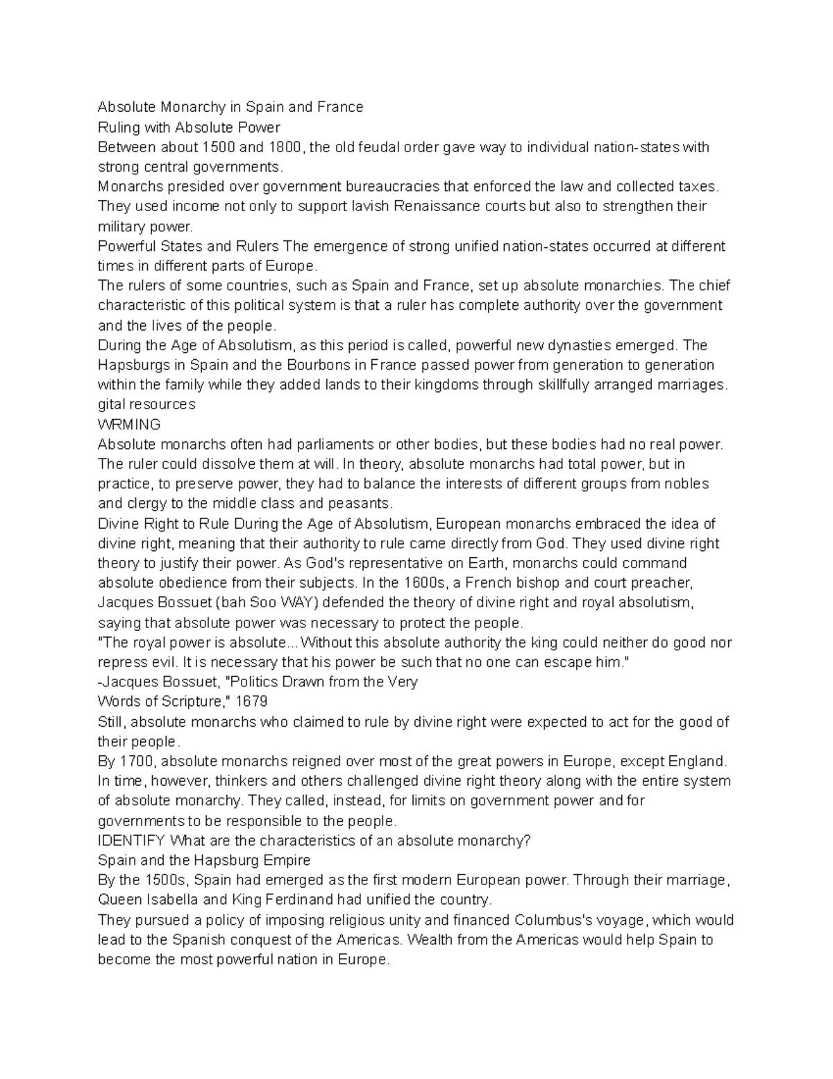 Absolute Monarchy in Spain and France: Power Dynamics 1500-1800 - Studocu